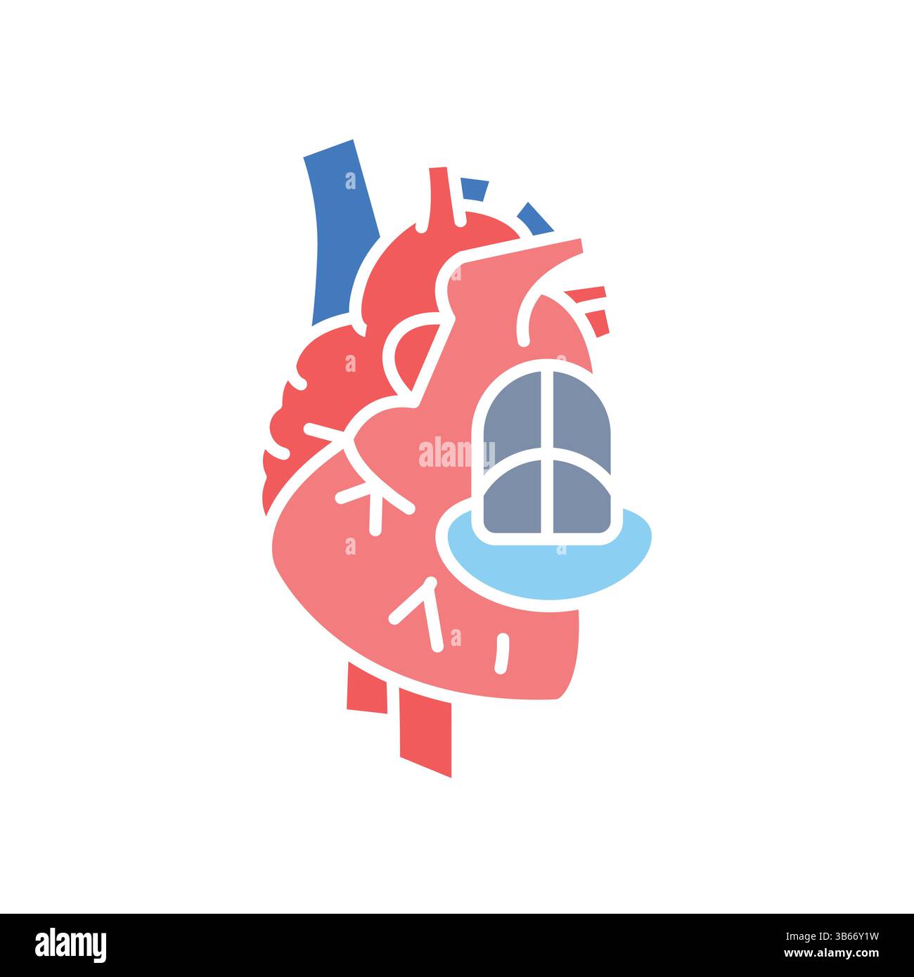 heart implant color flat icon for digital and print projects. Minimal ...