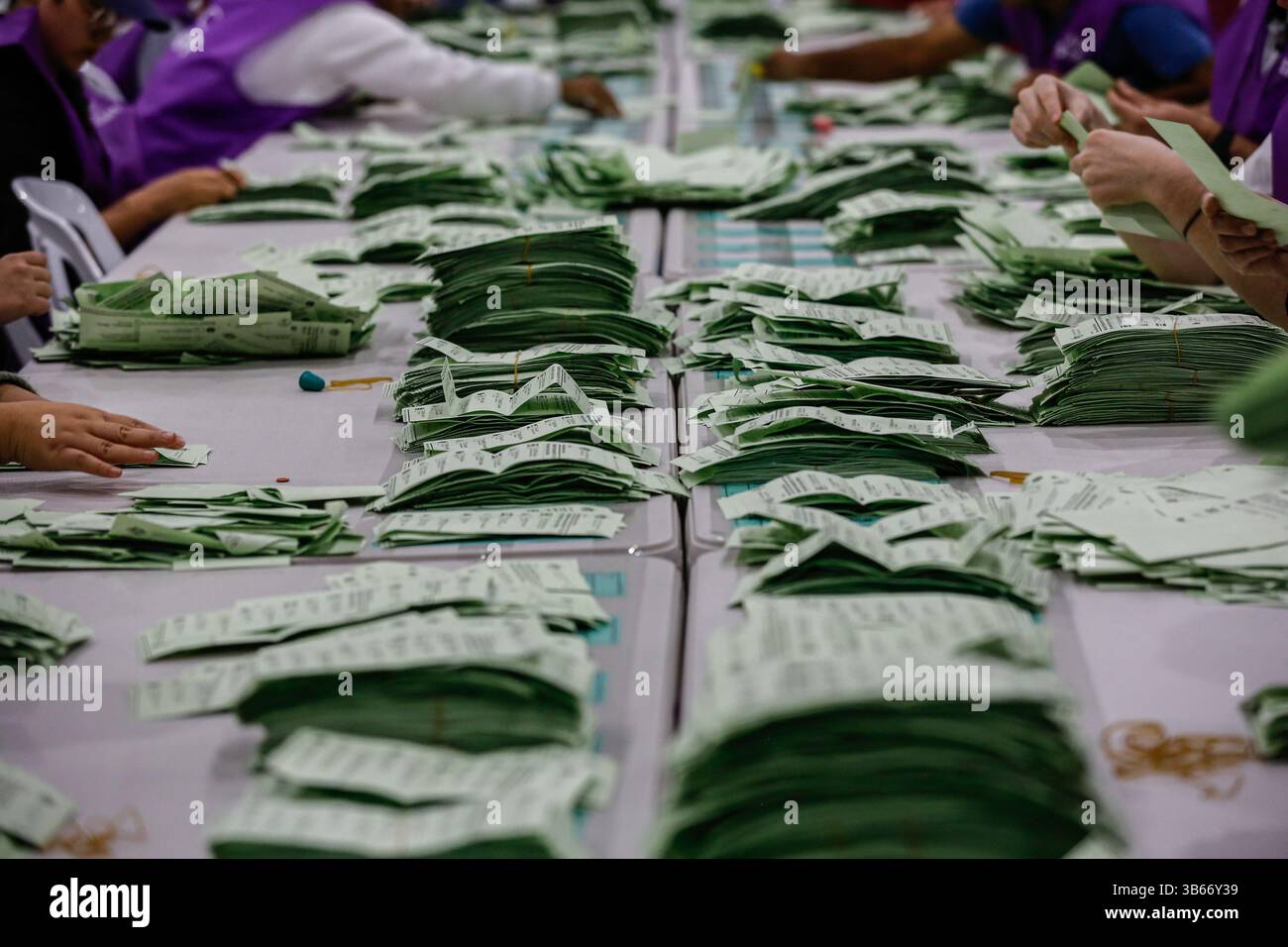 Melbourne, Australia. 03rd May, 2025. Ballots are seen during counting ...