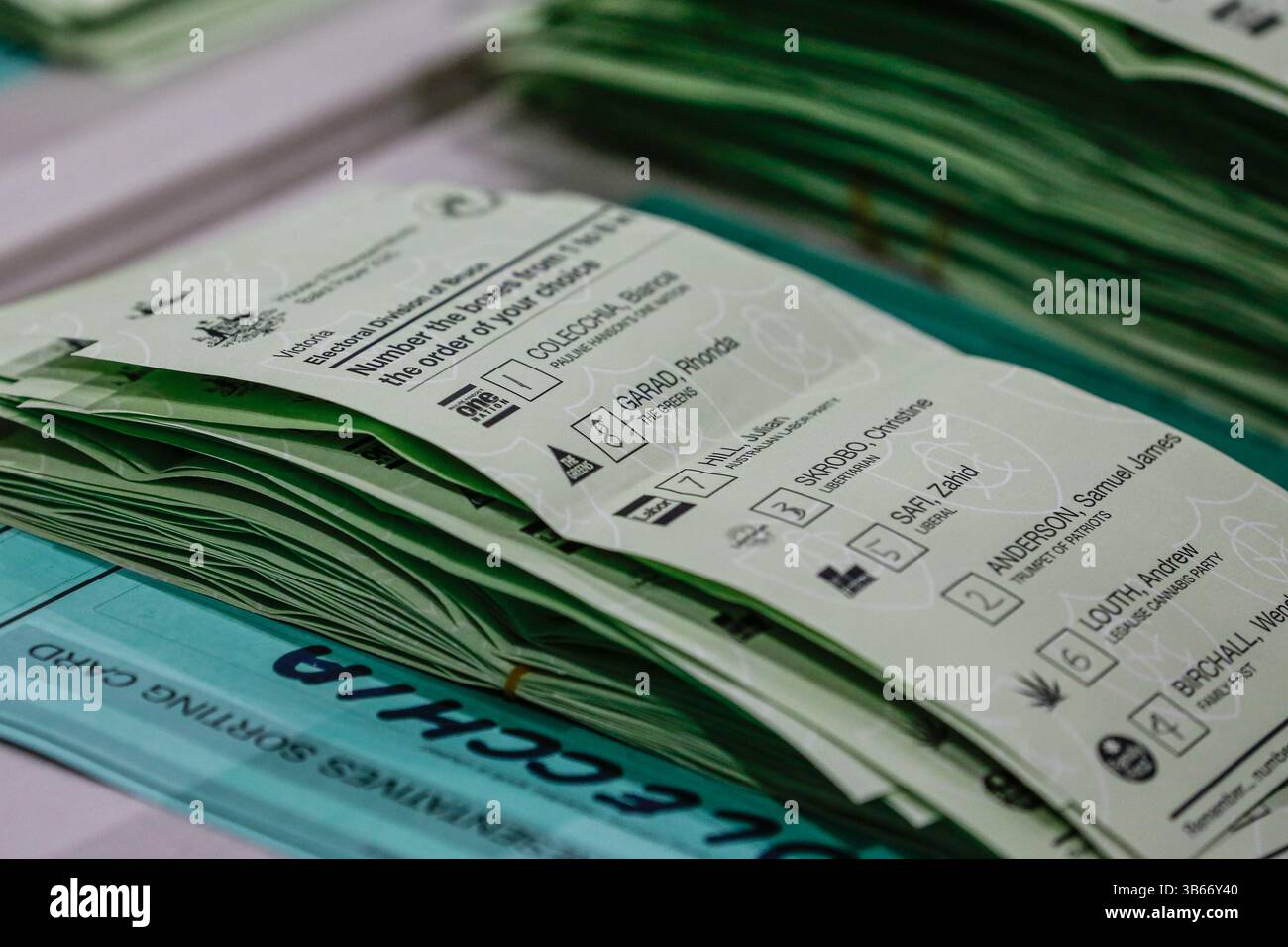 Melbourne, Australia. 03rd May, 2025. Ballots are seen during counting ...