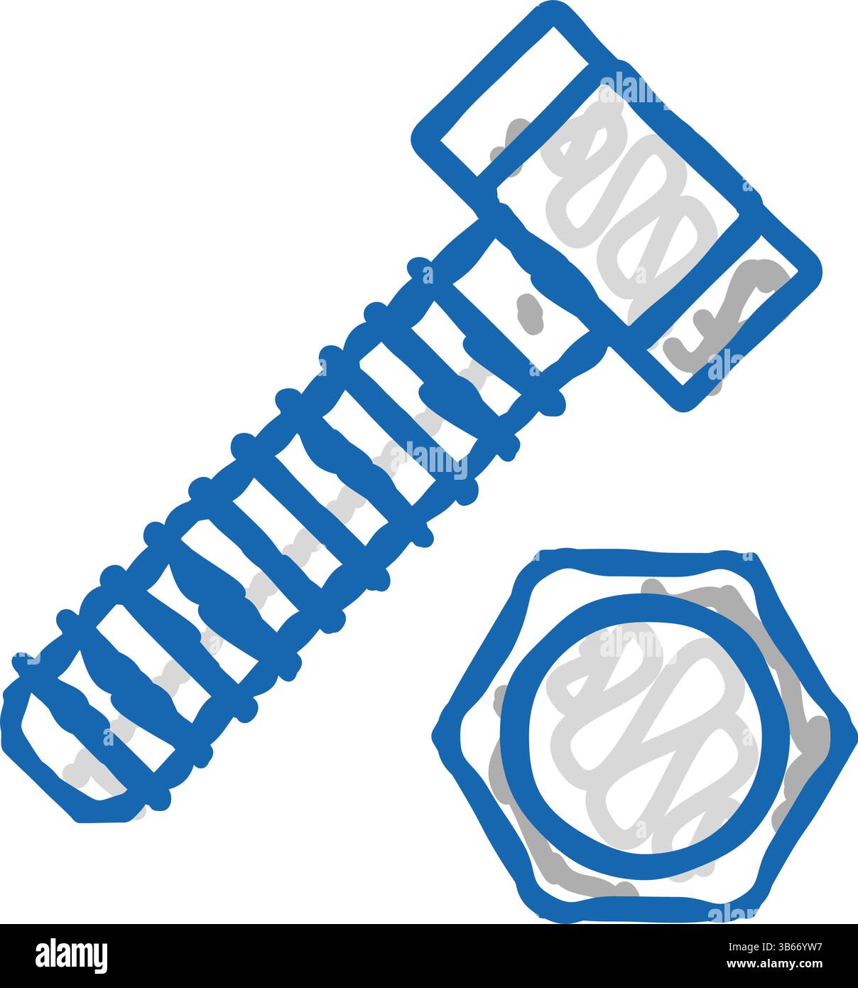 hex head bolt icon doodle illustration Stock Vector Image & Art - Alamy