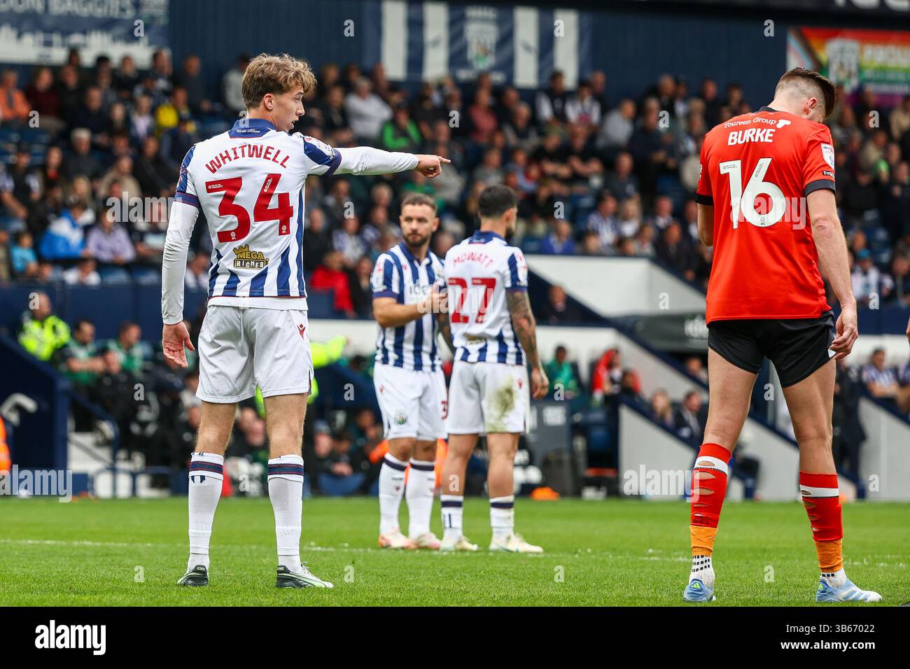 #34, Harry Whitwell of WBA points during the Sky Bet Championship match ...