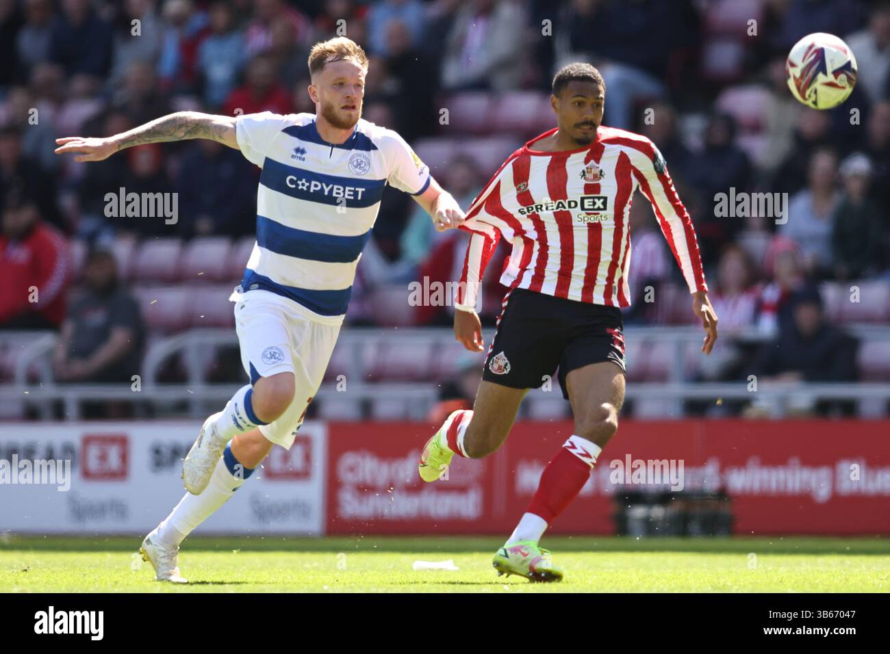 Sunderland's Wilson Isidor is held back during the Sky Bet Championship match between Sunderland ...