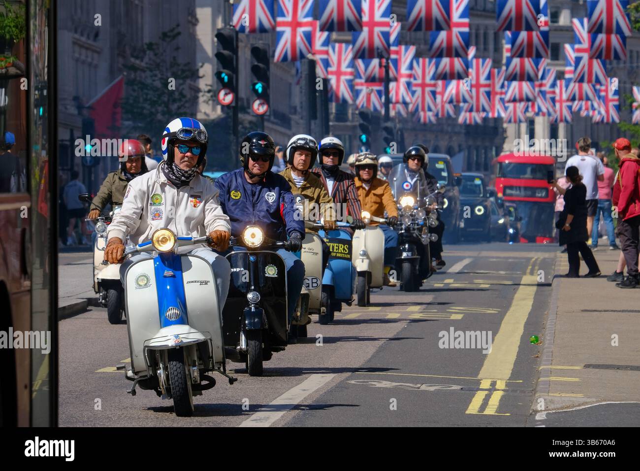 London, UK. 3rd May, 2025. Mods ride their beautiful vintage scooters ...