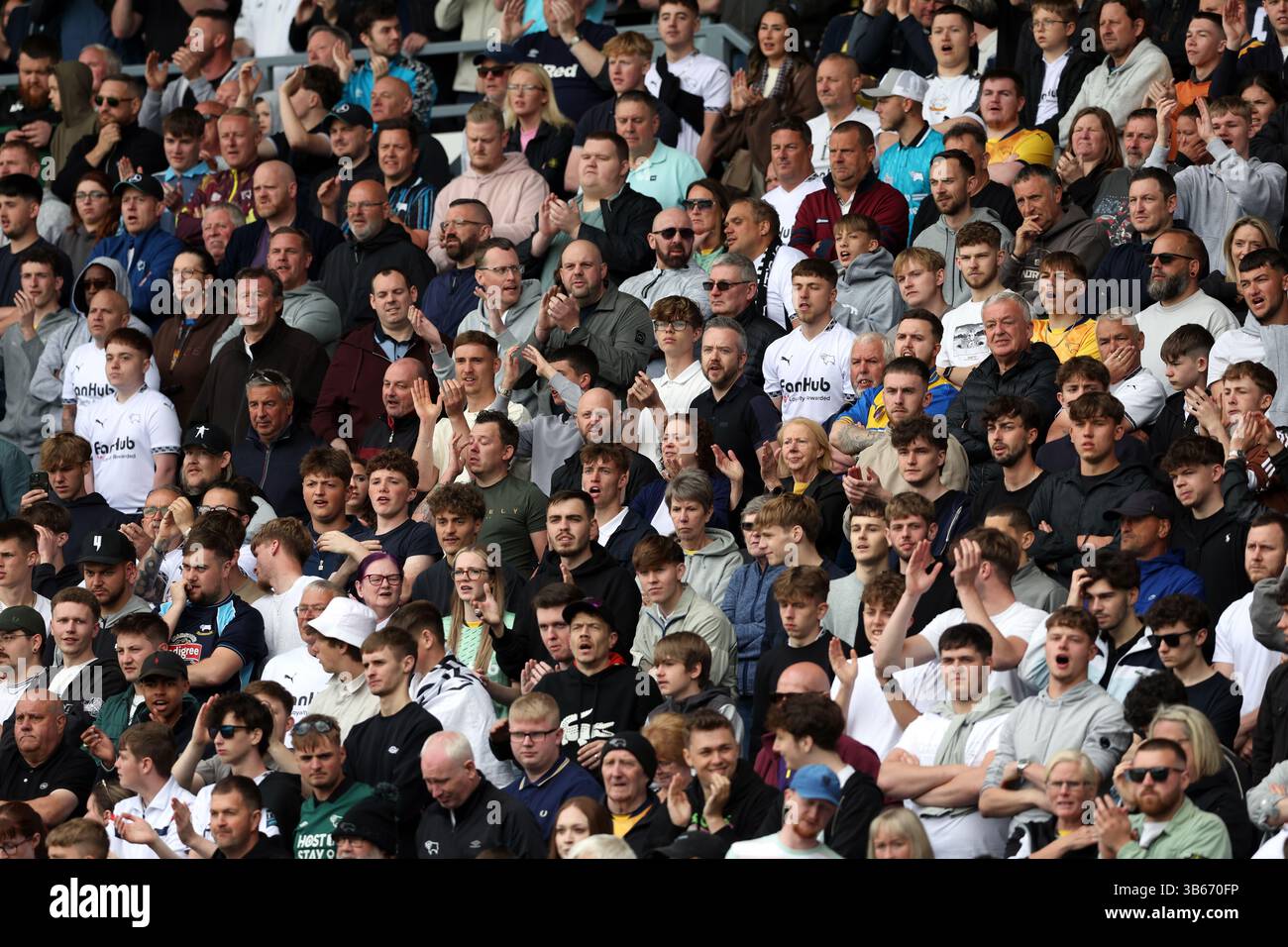 Derby County fans in the stands during the Sky Bet Championship match ...