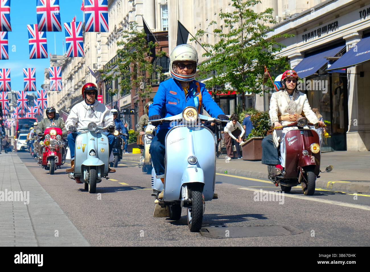London, UK. 3rd May, 2025. Mods ride their beautiful vintage scooters ...