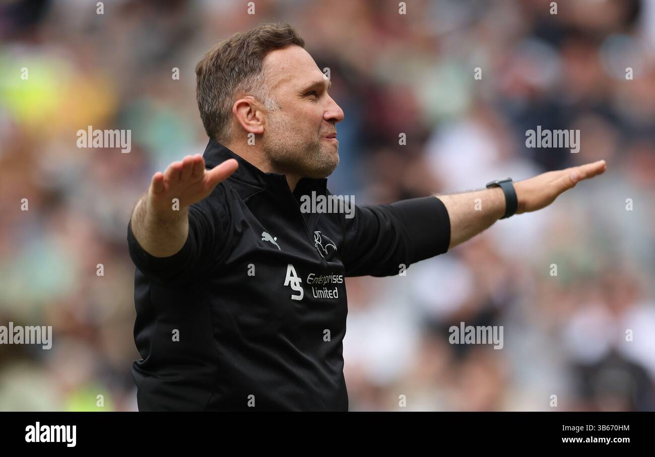 Derby County manager John Eustace during the Sky Bet Championship match ...