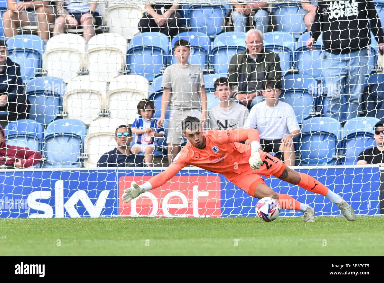 Goalkeeper Wyll Stanway (21 Barrow) saves early on during the Sky Bet ...