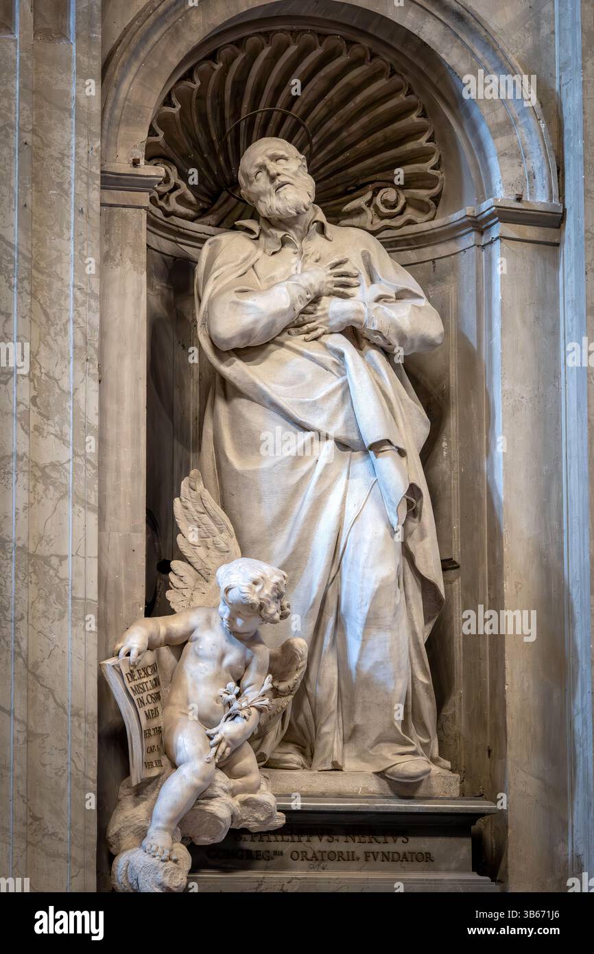 Vatican City - April 30, 2025: The statue of St Philip Neri inside St ...