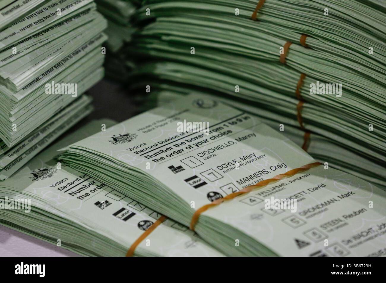 Melbourne, Australia. 03rd May, 2025. Ballots are seen during counting ...