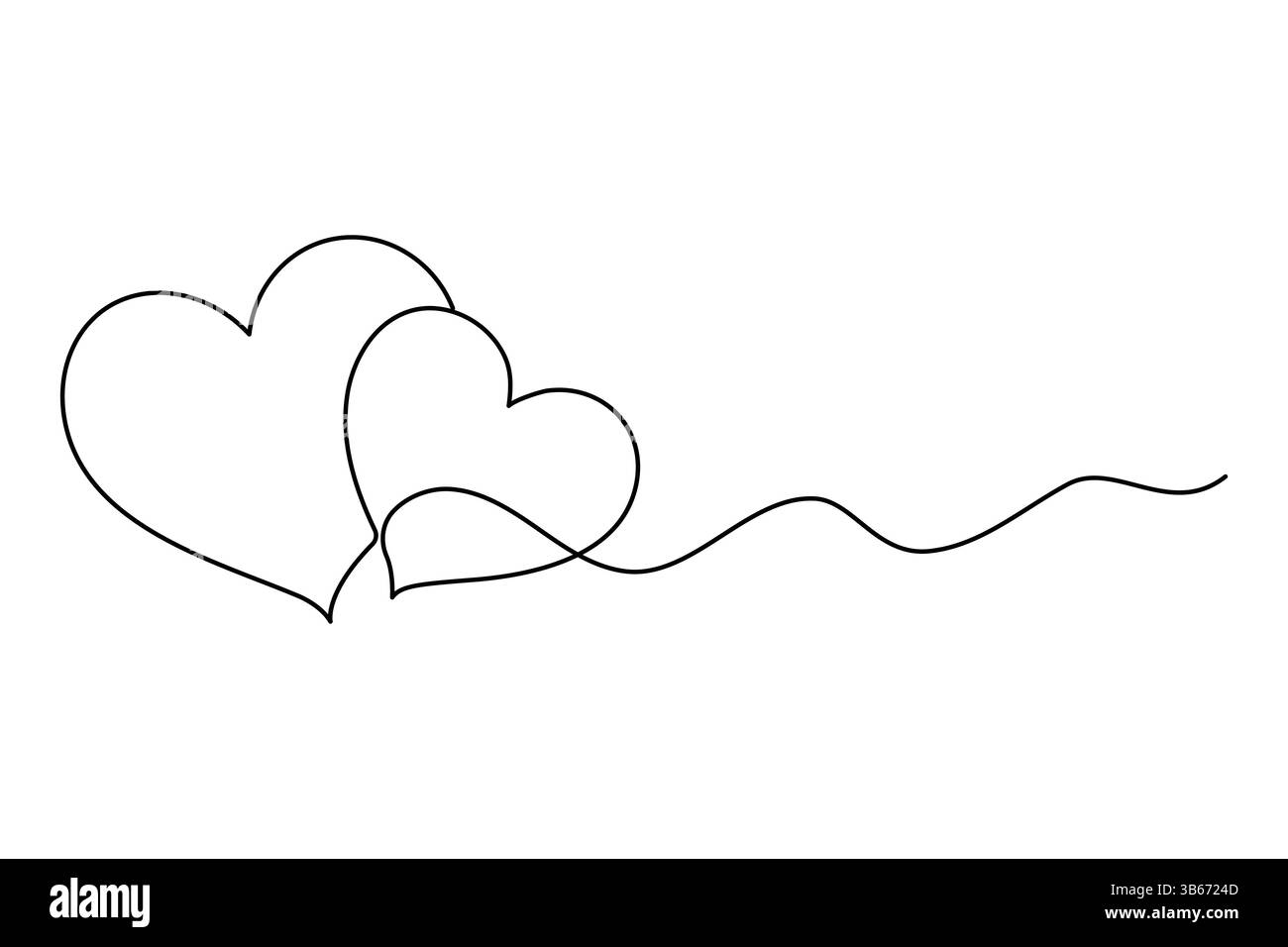 Valentine's Day heart and love continuous one line art drawing outline ...
