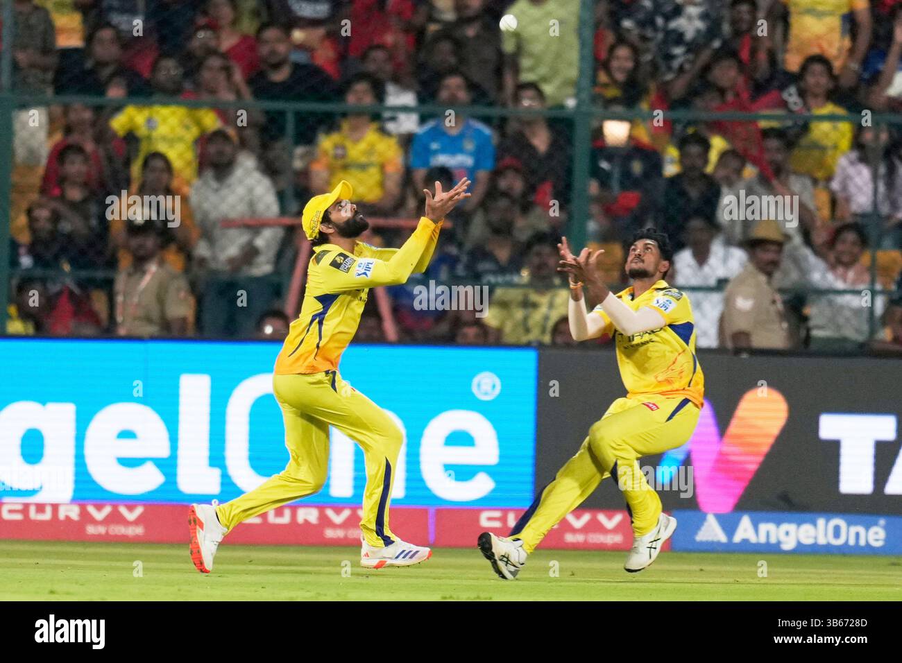 Chennai Super Kings' Ravindra Jadeja, left, and teammate Matheesha ...