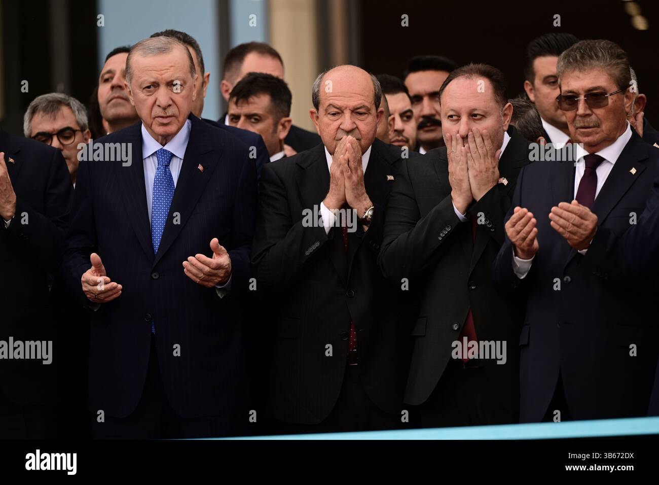 Turkish President Recep Tayyip Erdogan, left, and the Turkish Cypriot ...