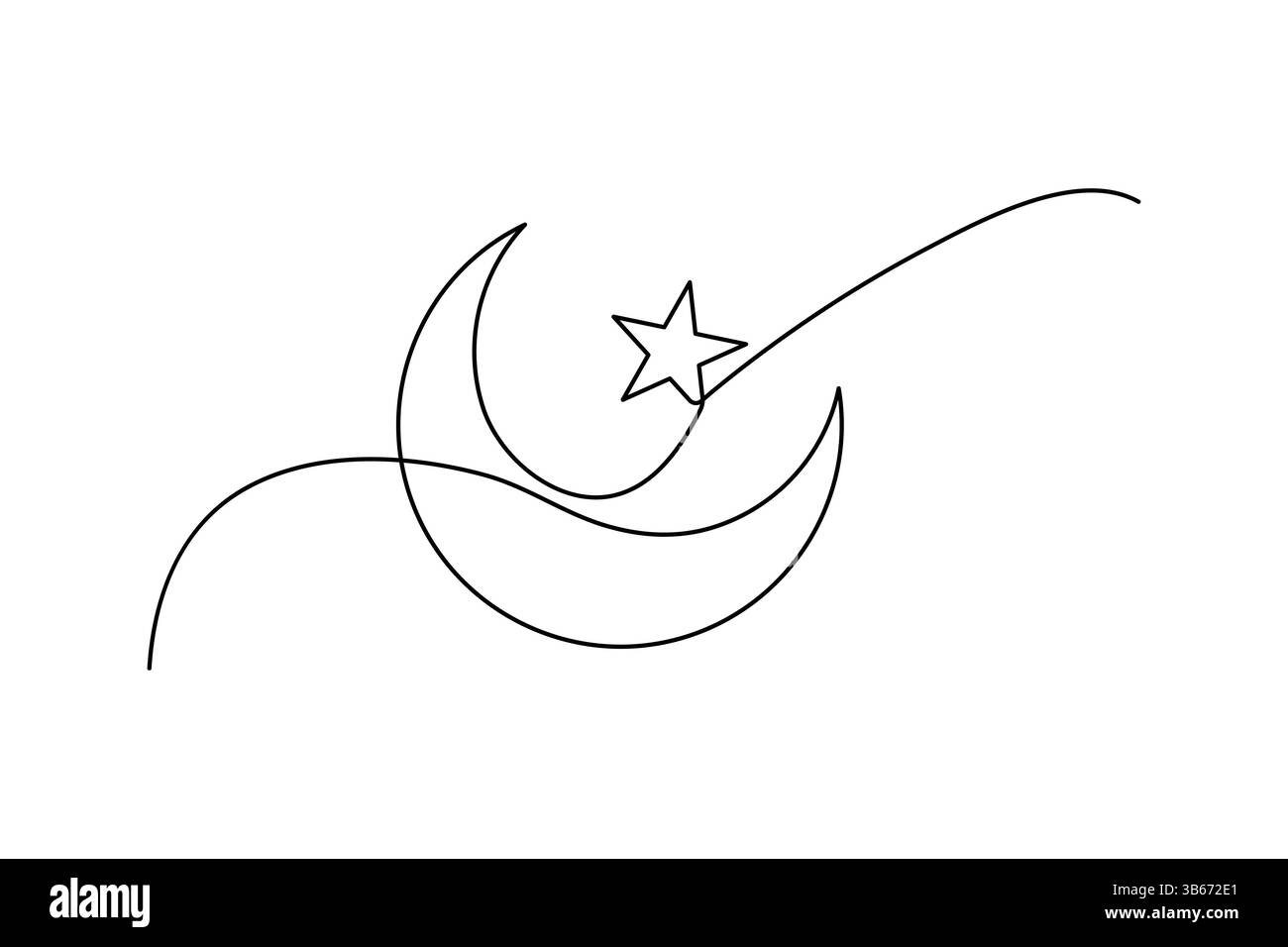Moon symbol continuous one line drawing isolated of outline vector ...