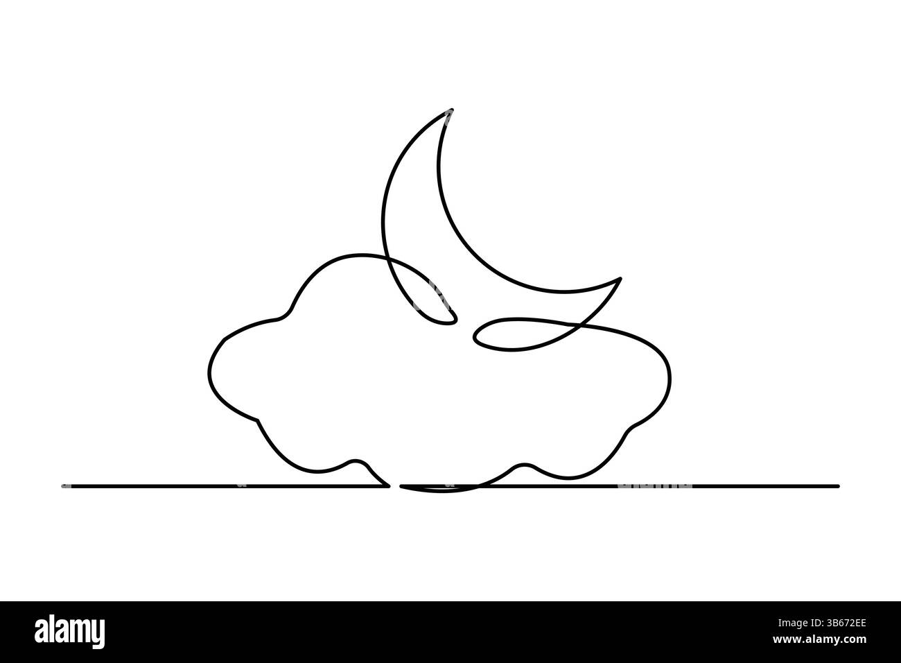 Moon symbol continuous one line drawing isolated of outline vector ...