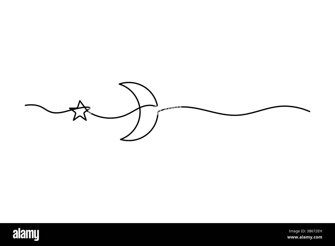 Moon symbol continuous one line drawing isolated of outline vector ...