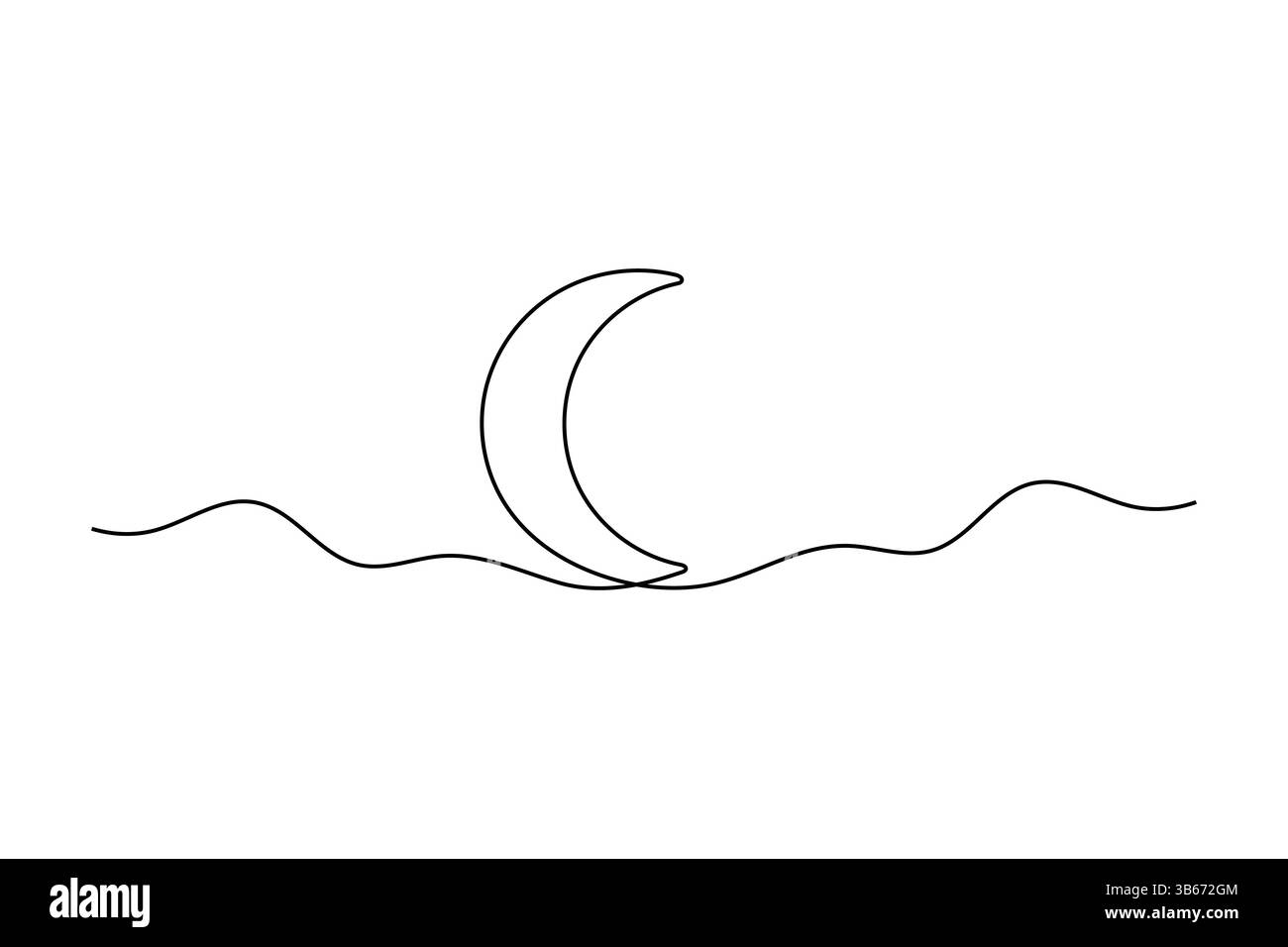 Moon symbol continuous one line drawing isolated of outline vector ...