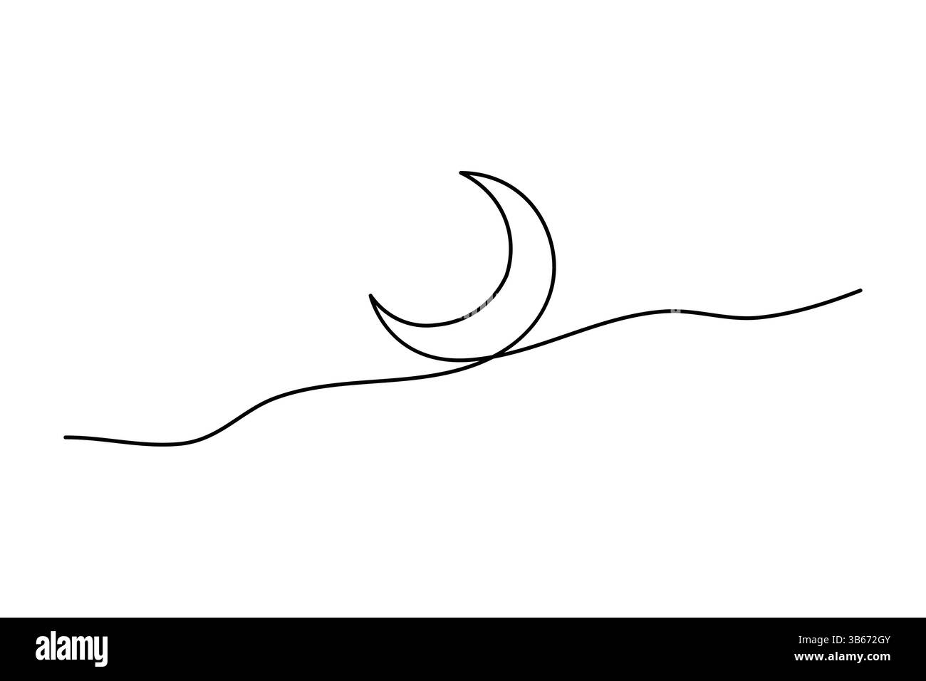 Moon symbol continuous one line drawing isolated of outline vector ...