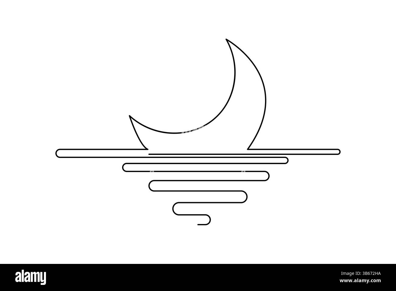 Moon symbol continuous one line drawing isolated of outline vector ...