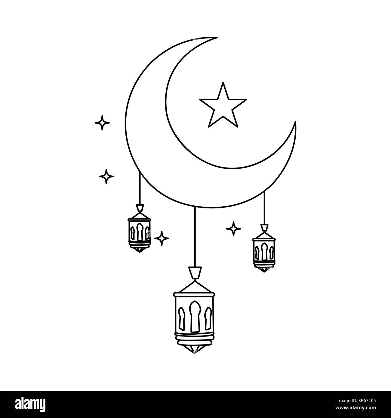 Moon symbol continuous one line drawing isolated of outline vector ...