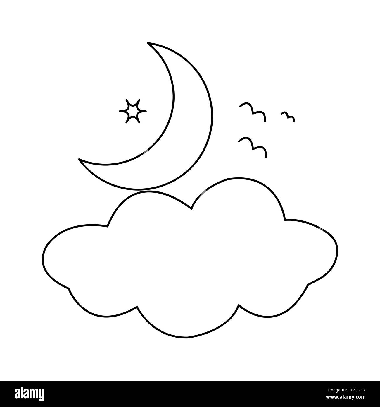 Moon symbol continuous one line drawing isolated of outline vector ...