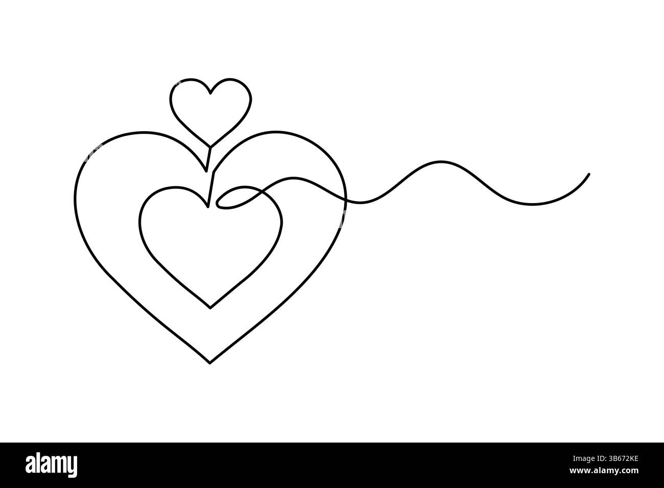 Valentine's Day heart and love continuous one line art drawing outline ...