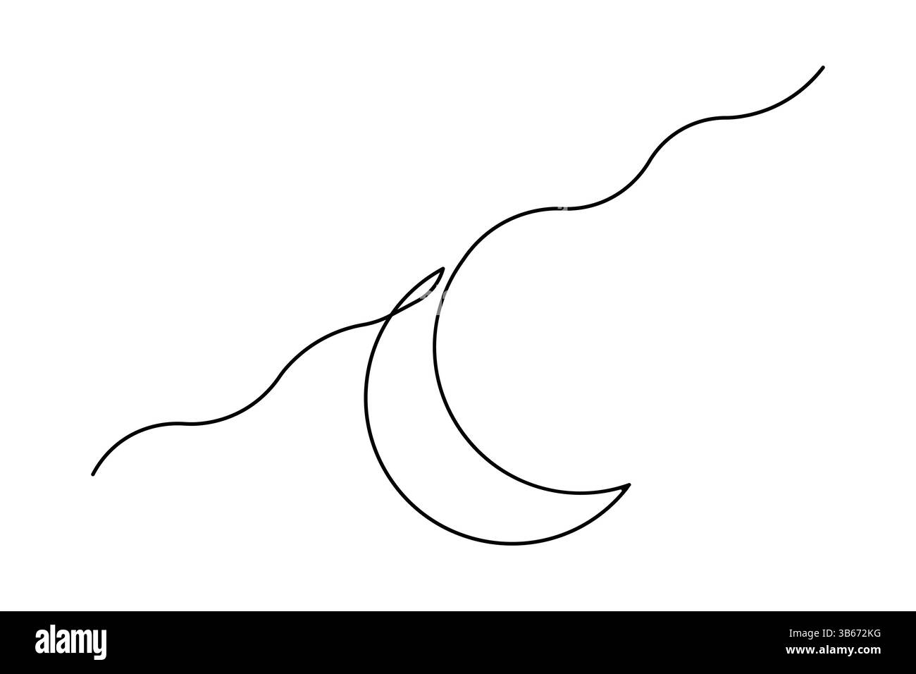 Moon symbol continuous one line drawing isolated of outline vector ...