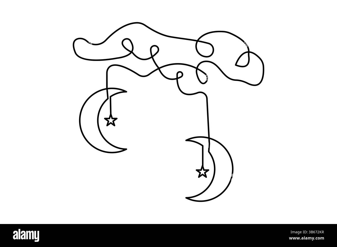 Moon symbol continuous one line drawing isolated of outline vector ...