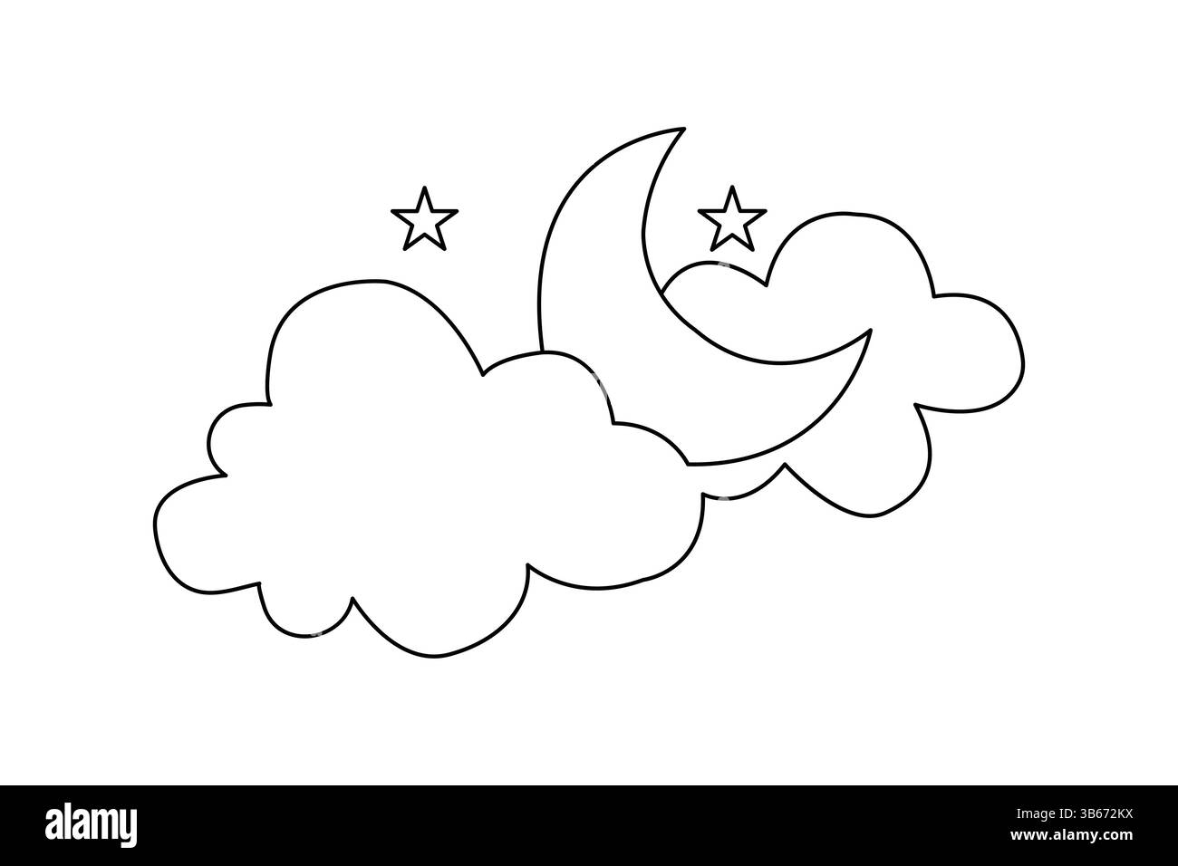 Moon symbol continuous one line drawing isolated of outline vector ...