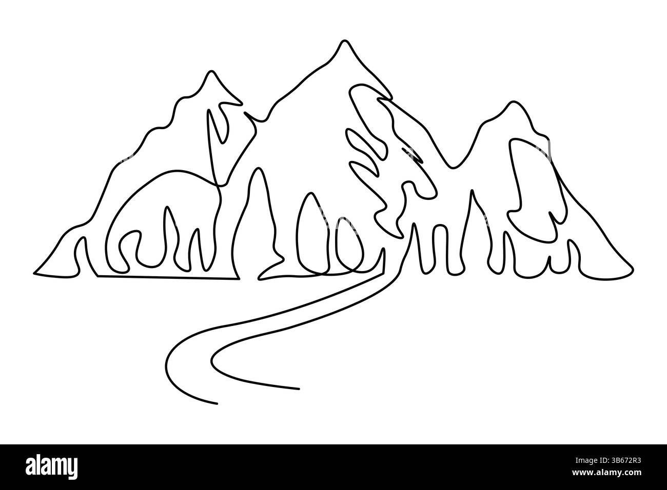 Simple illustration of mountain vector continuous single line drawing ...