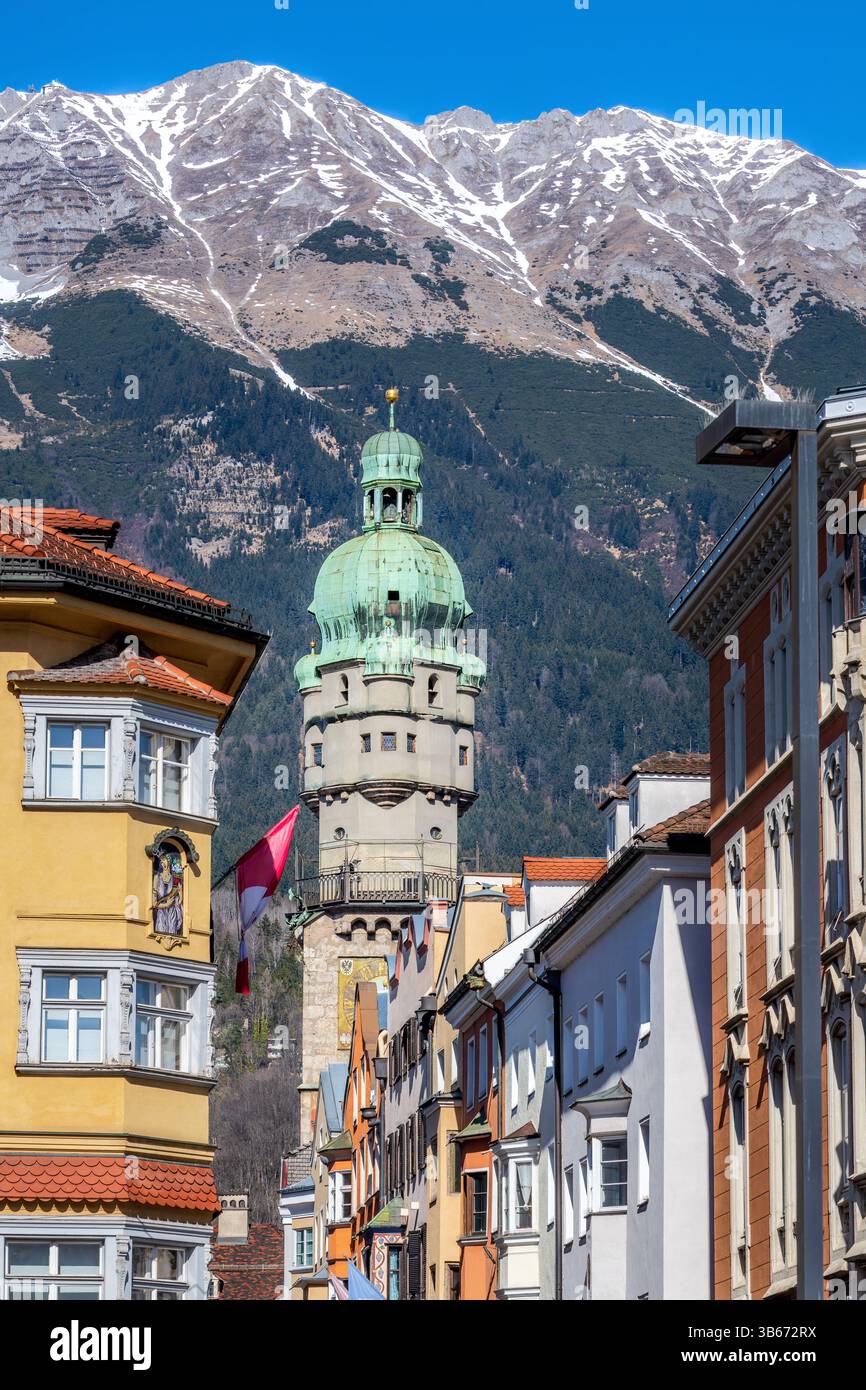 The historic city tower of Innsbruck called Stadtturm Stock Photo - Alamy