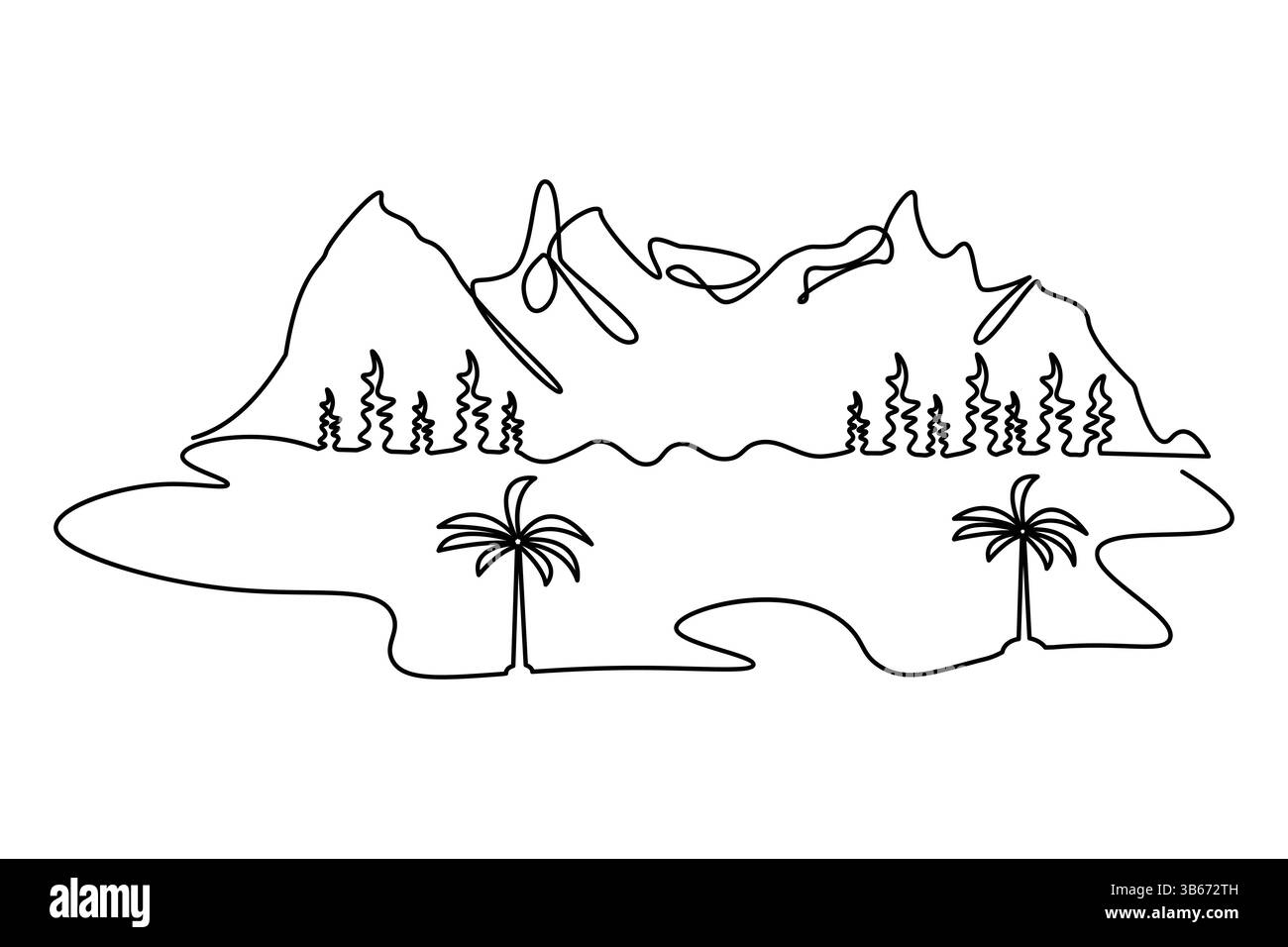 Simple illustration of mountain vector continuous single line drawing ...