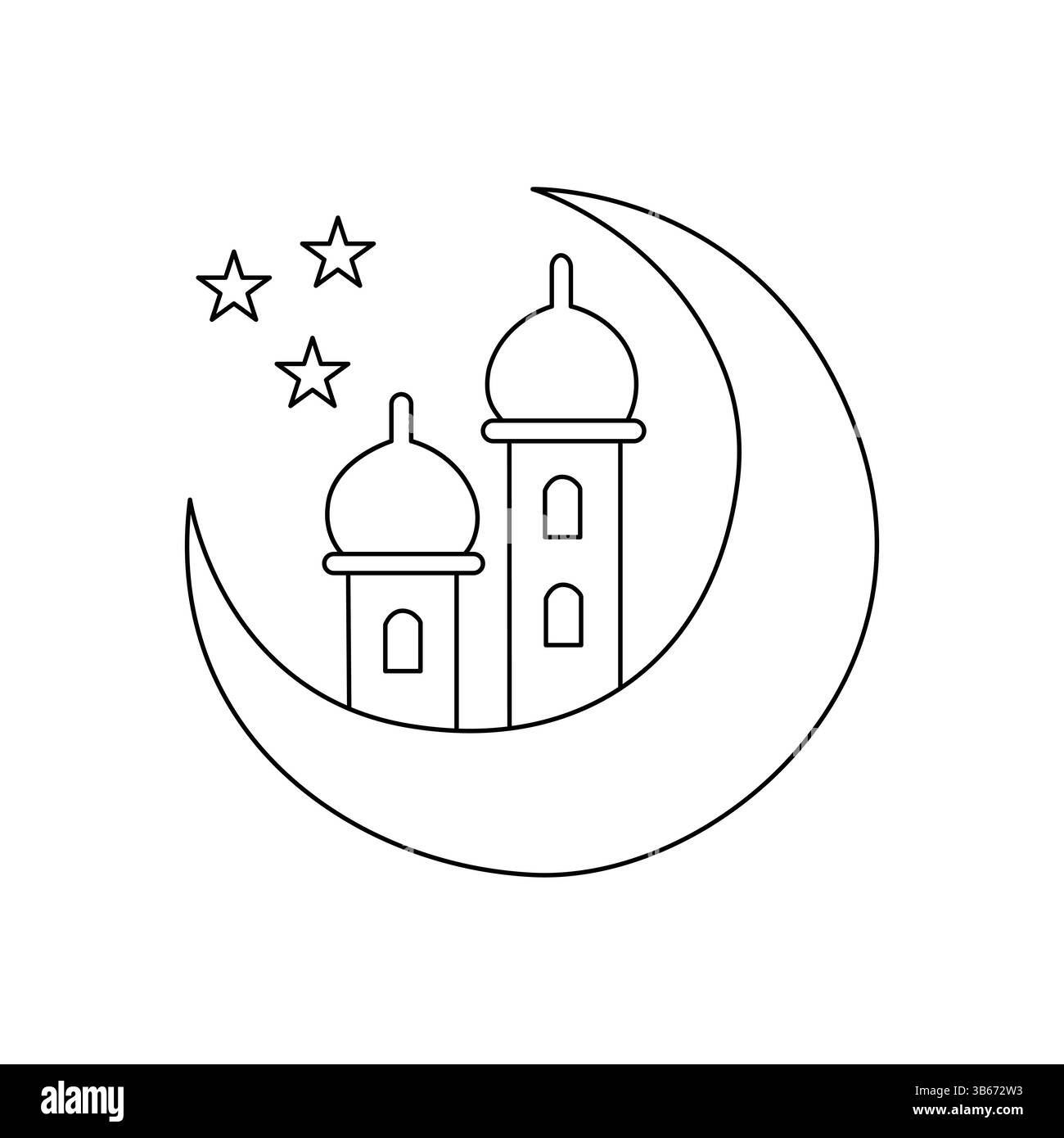 Moon symbol continuous one line drawing isolated of outline vector ...