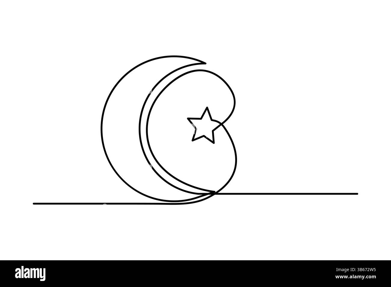 Moon symbol continuous one line drawing isolated of outline vector ...