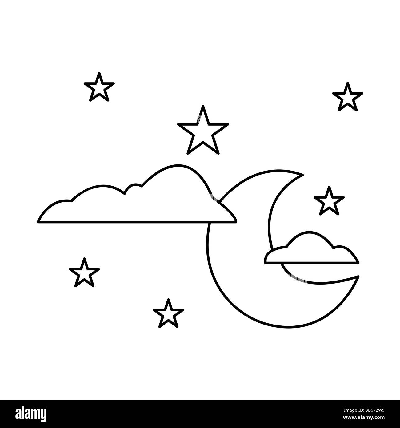 Moon symbol continuous one line drawing isolated of outline vector ...