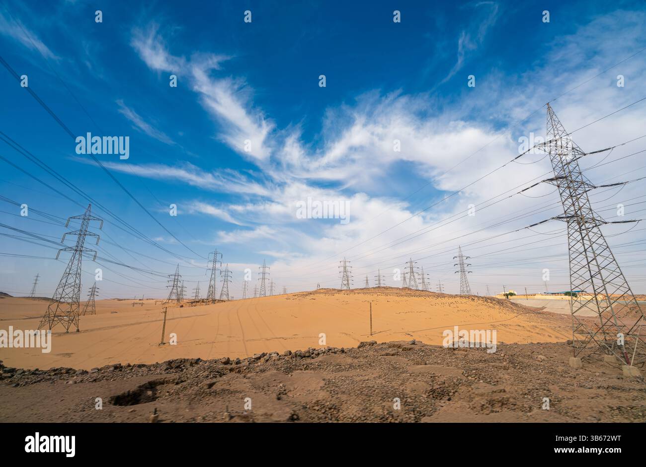 A vast desert landscape near Aswan High Dam, Egypt, featuring numerous ...