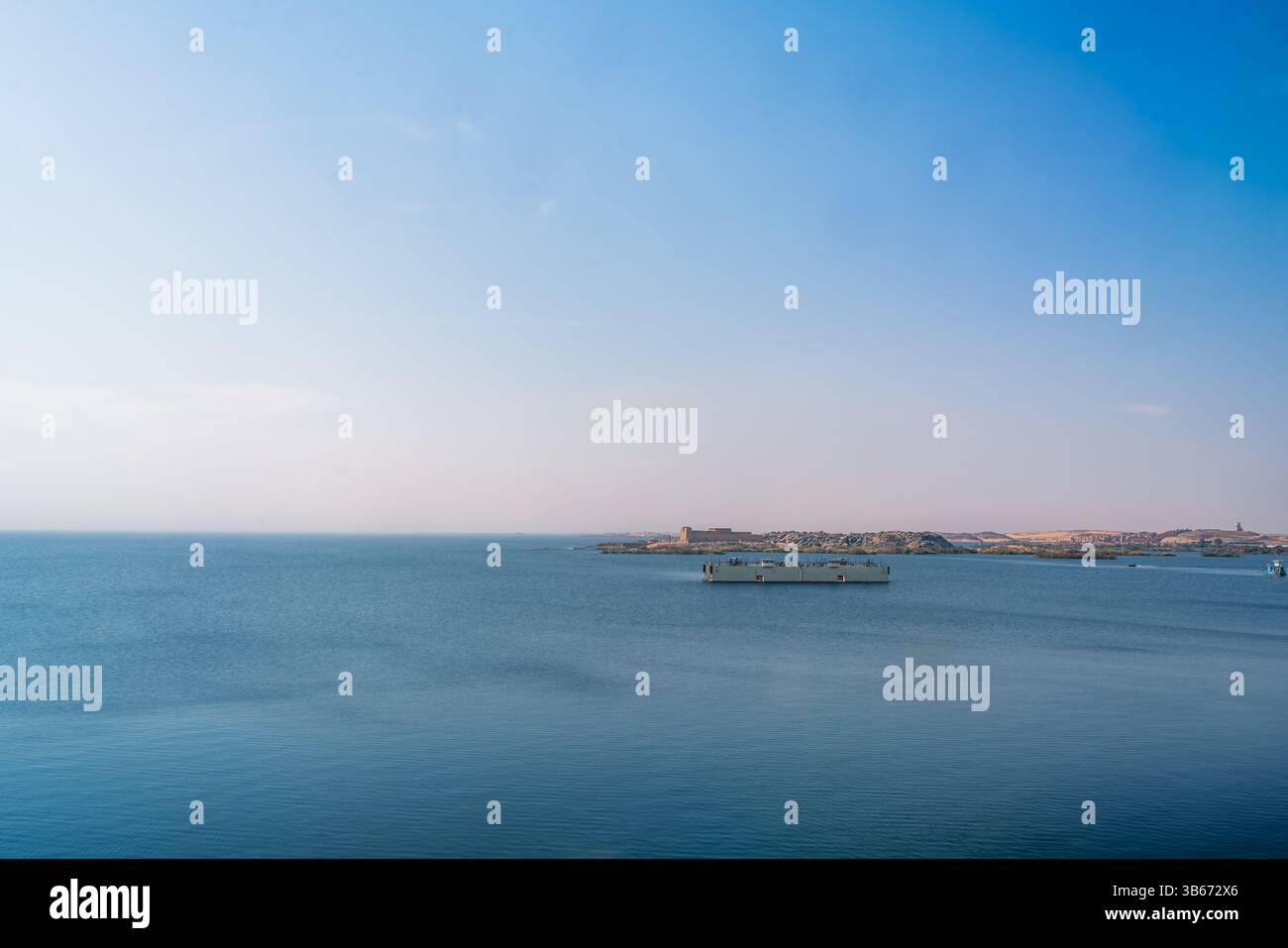 Wide view of the Aswan High Dam reservoir in Egypt during a spring ...