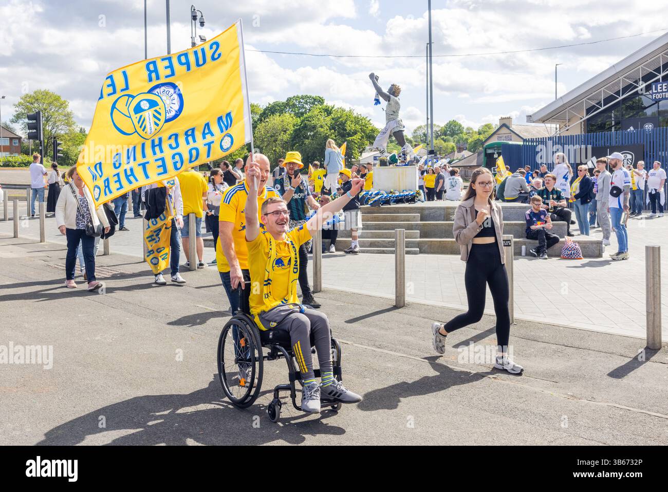 Leeds, UK. 03 MAY, 2025. Man in wheelchair celebrates as Leeds United ...