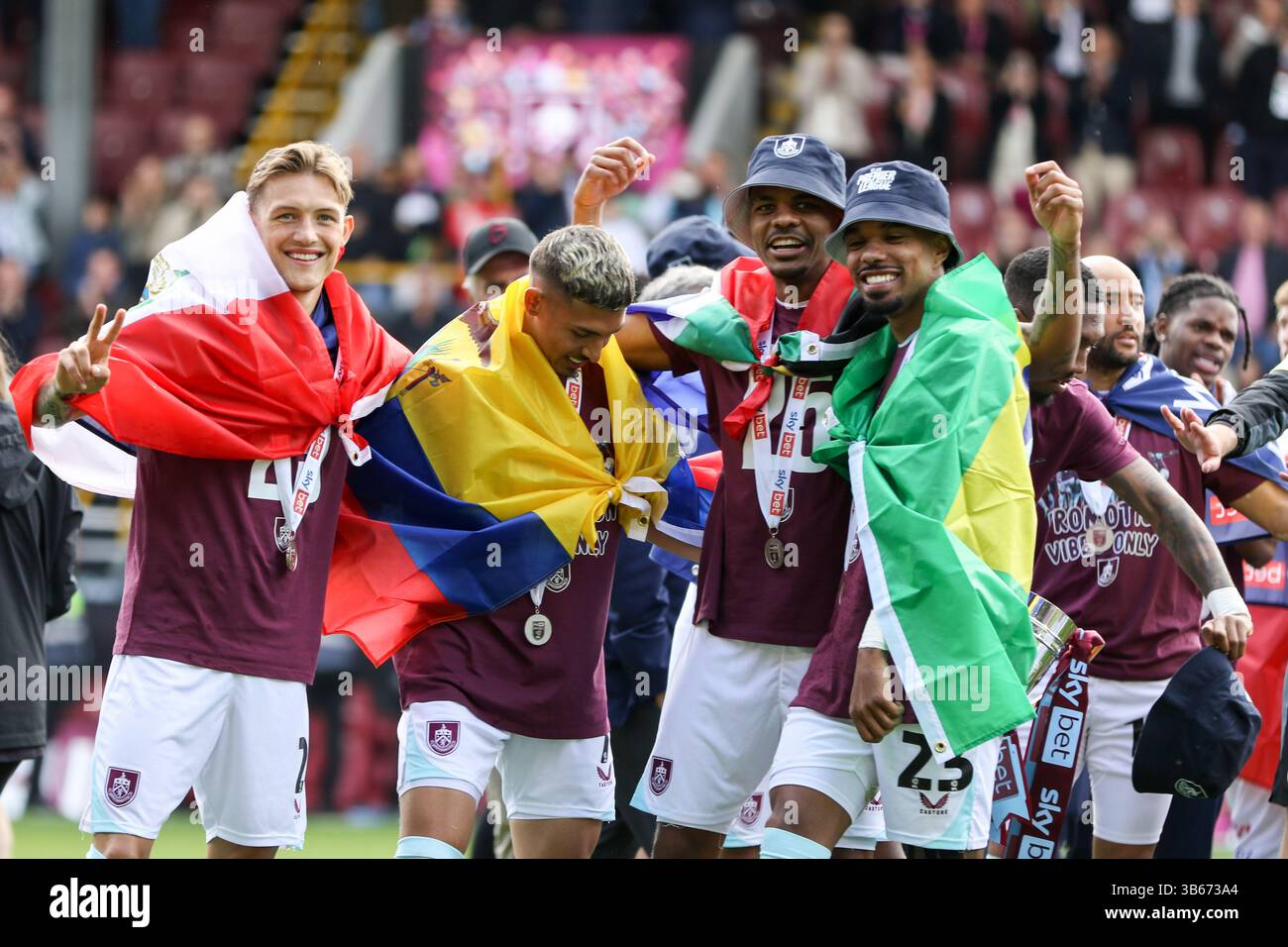 Turf Moor, Bunrley, England, May 3rd 2025: Players of Burnley with the ...