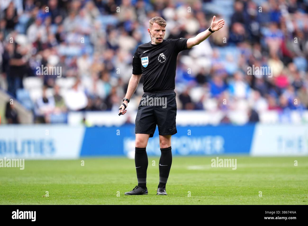 Referee Sam Barratt, who replaced the injured David Webb, during the ...