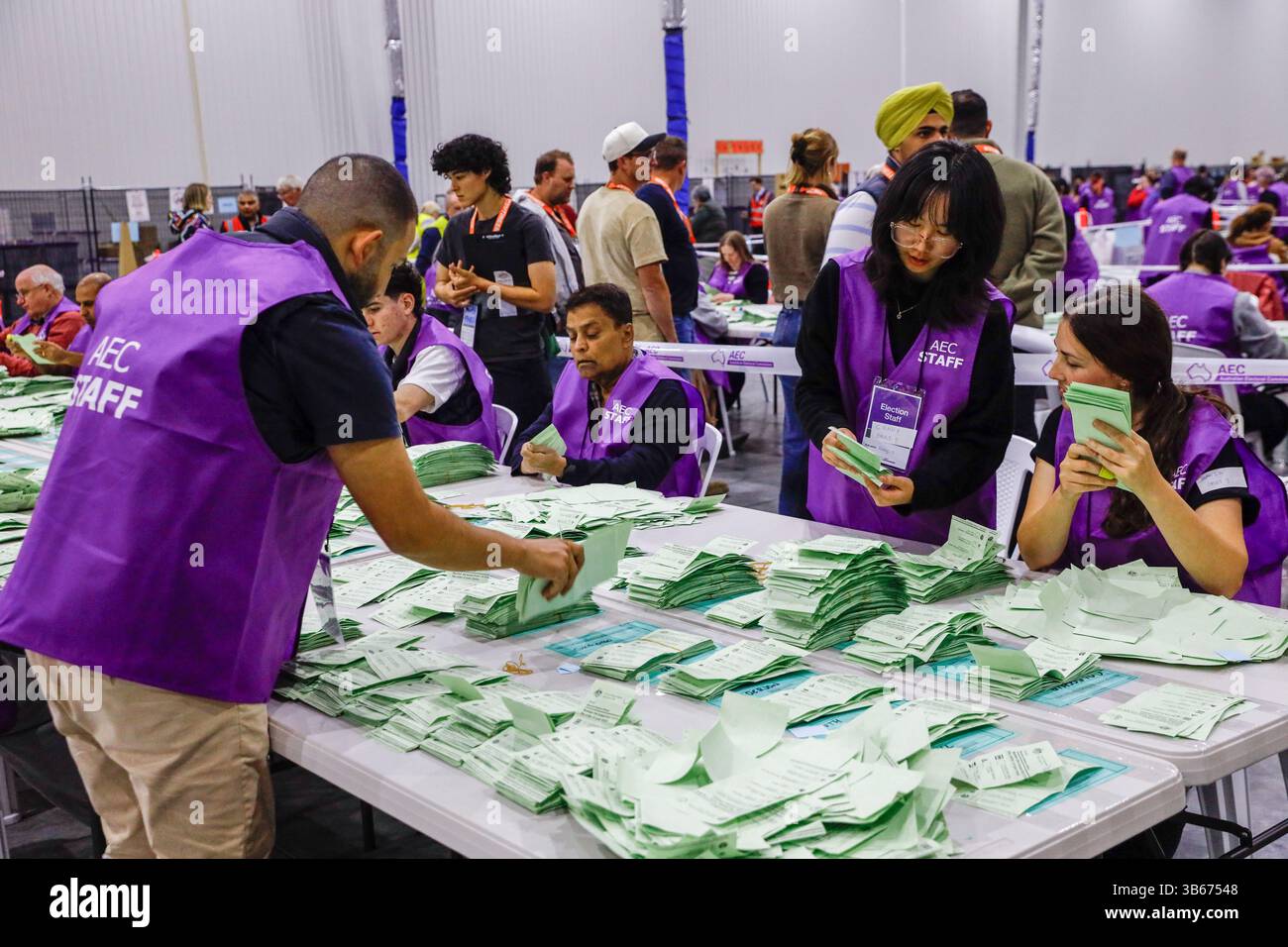 Melbourne, Australia. 03rd May, 2025. Officials count ballots after ...