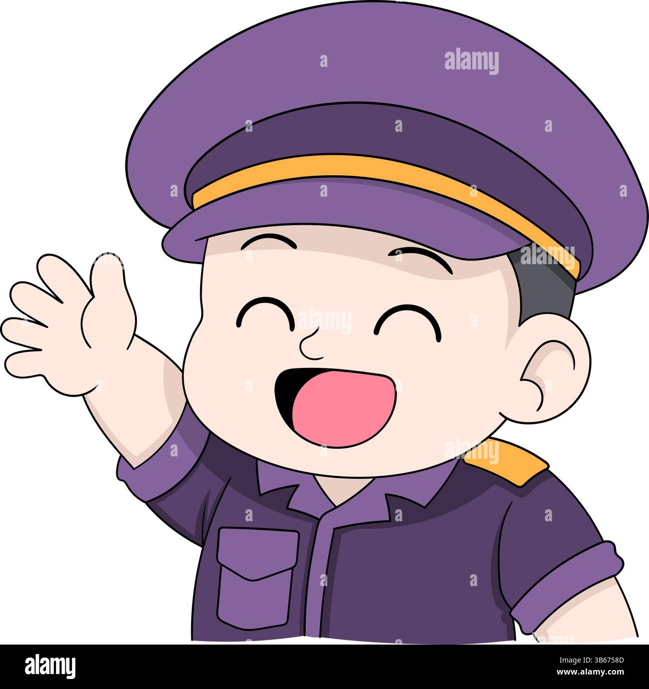 Adorable vector illustration of a cheerful baby wearing a purple ...