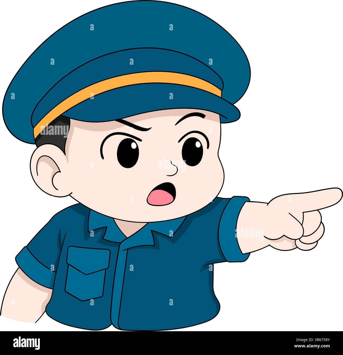 Cartoon vector illustration of a cheerful child wearing a police ...