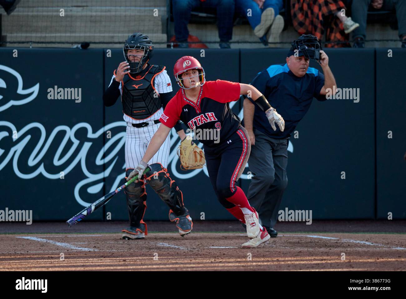 Utah Utes Emily Capobianco (9) hits a home run during an NCAA softball ...