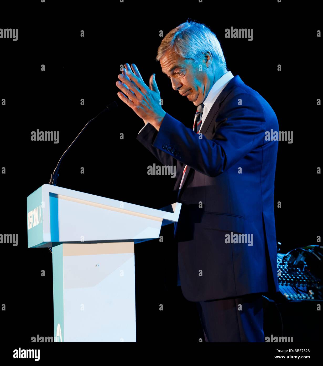 Paddock Wood, UK. 02nd May, 2025. Nigel Farage at the victory party for ...