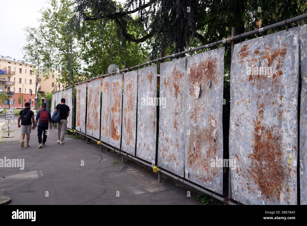 Milan, Italy. 03rd May, 2025. Milan, Electoral board without posters ...
