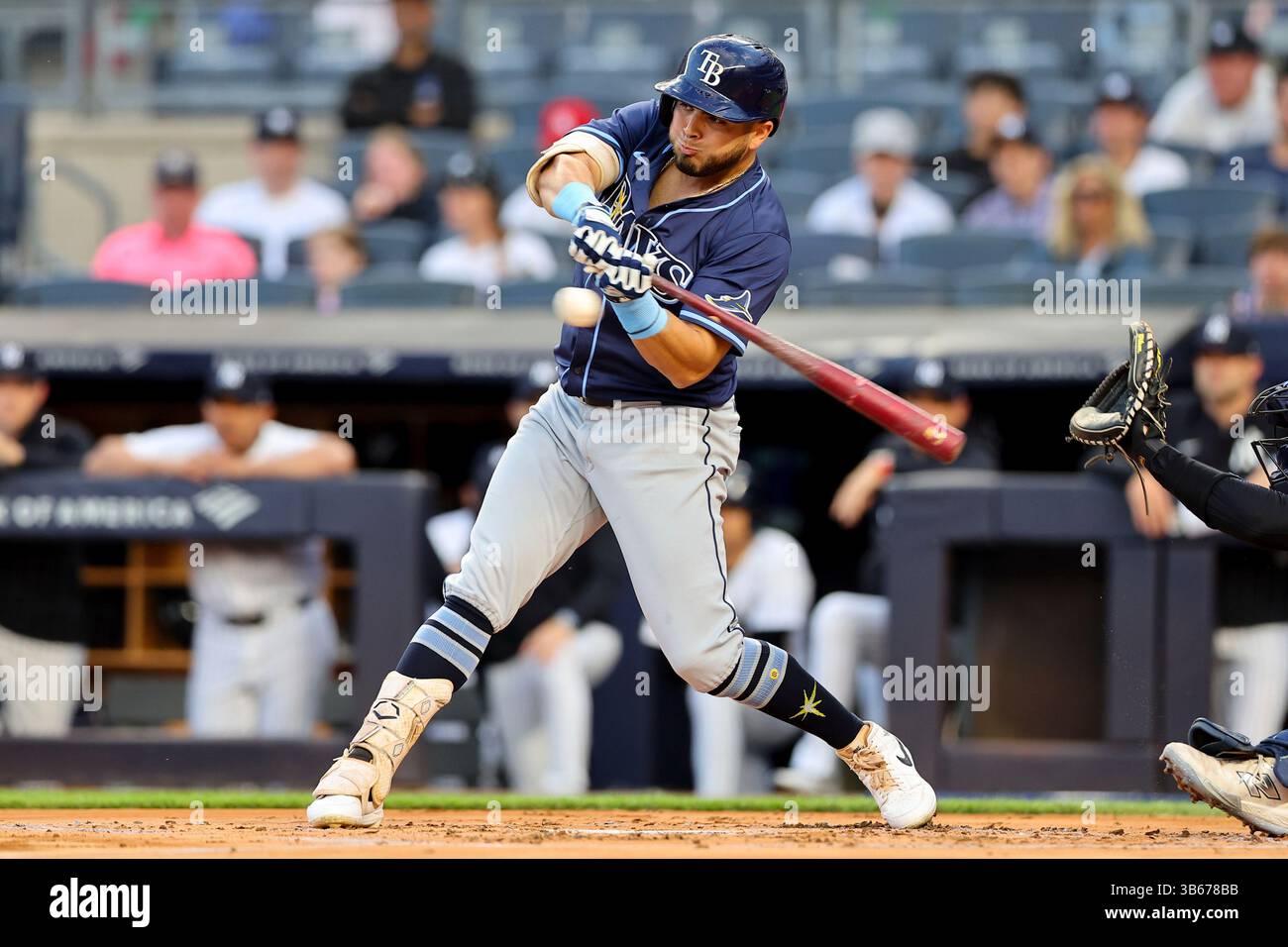 BRONX, NY - MAY 02: Jonathan Aranda #62 of the Tampa Bay Rays at bat ...