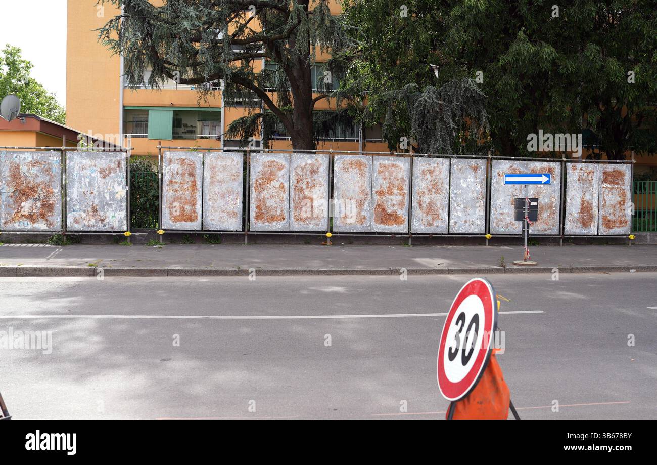 Milan, Italy. 03rd May, 2025. Milan, Electoral board without posters ...