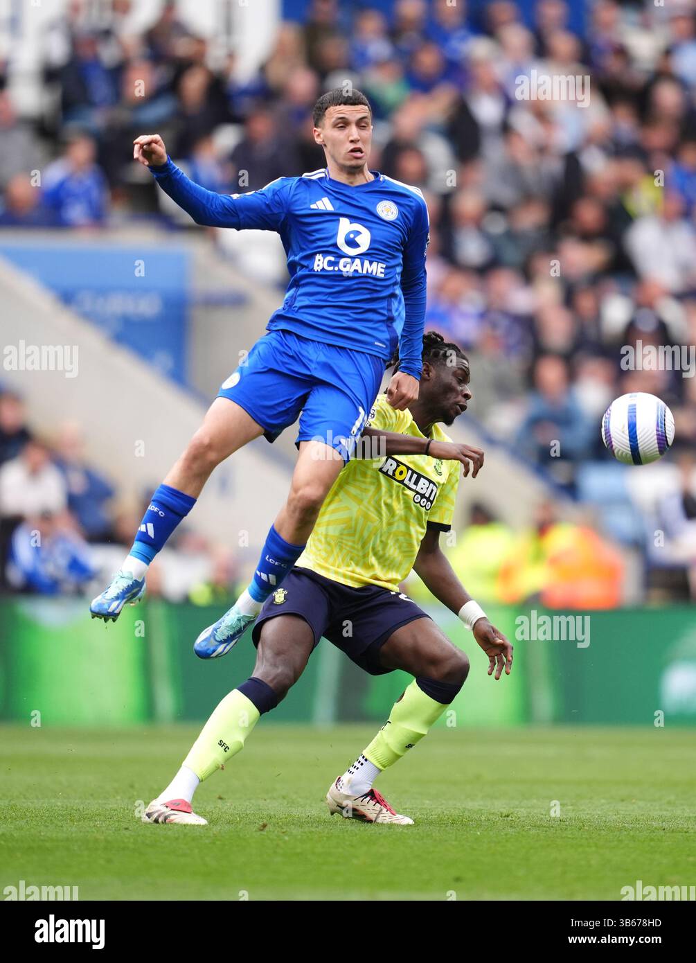 Leicester City's Bilal El Khannouss (left) and Southampton's Lesley ...