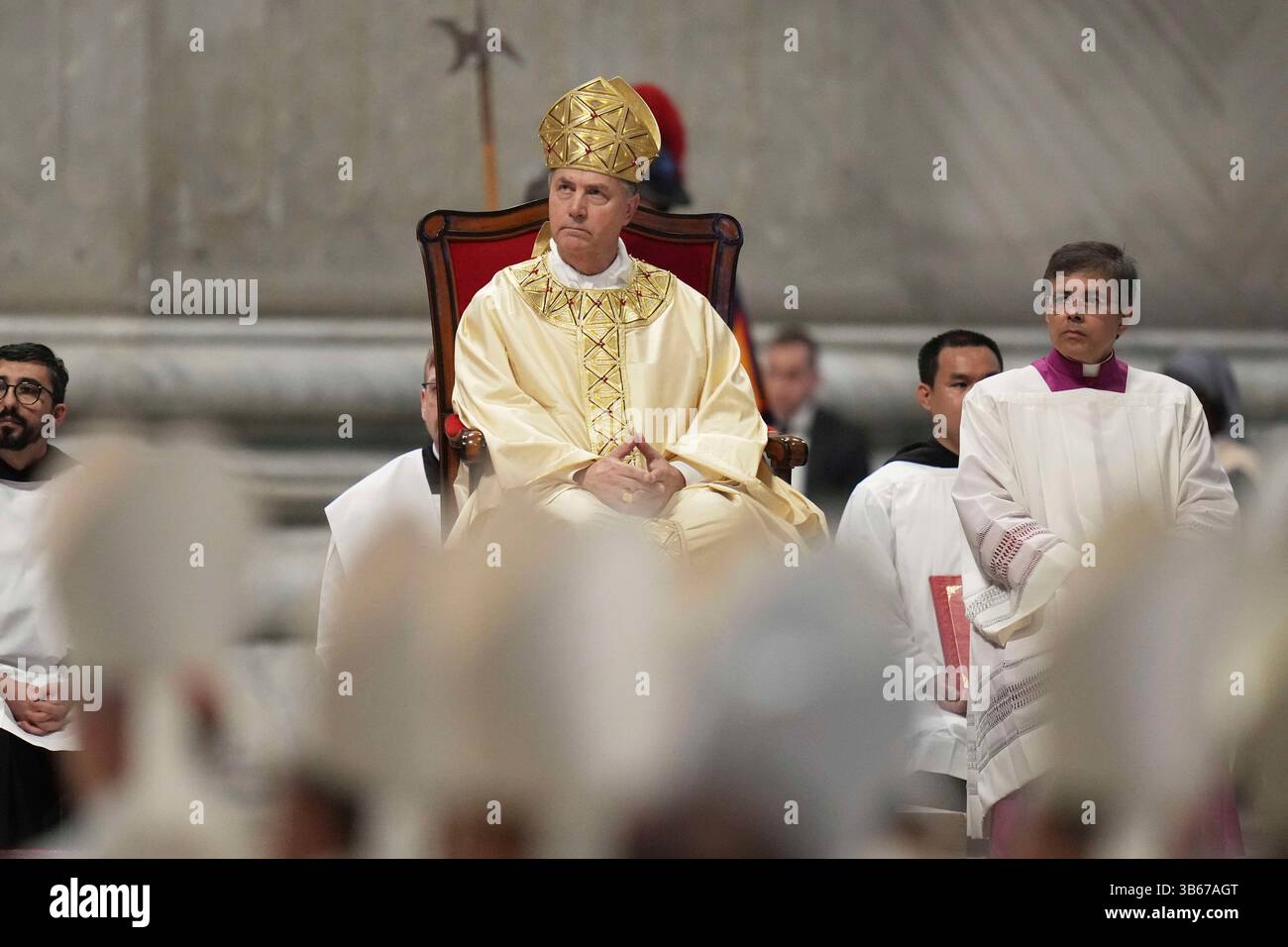 Cardinal Angel Fernandez Artime, center, celebrates a mass on the eight ...