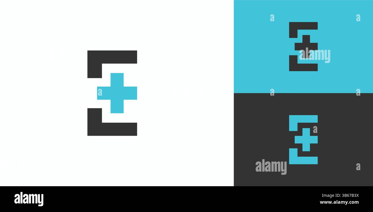 Modern and simple letter E combination health logo design Stock Vector ...